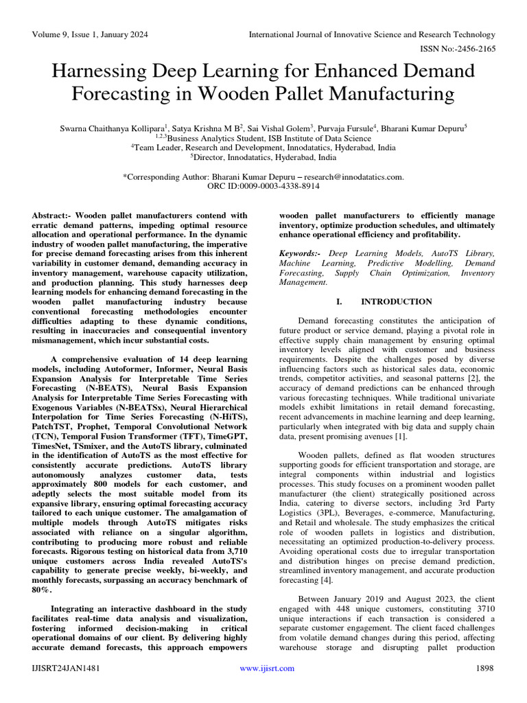 Harnessing Deep Learning For Enhanced Demand Forecasting In Wooden Pallet Manufacturing Pdf