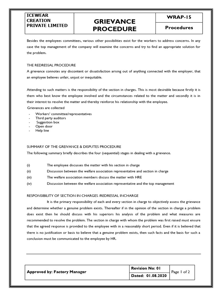 Employee Grievance Procedure Guide | PDF | Employment | Justice