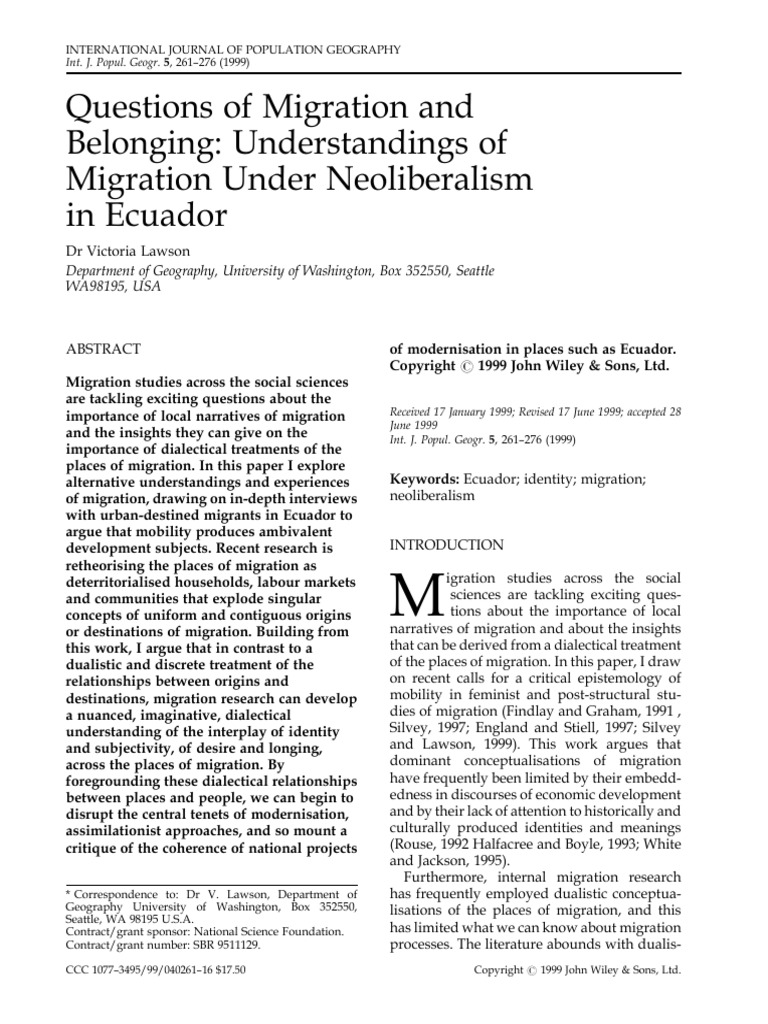 Questions of Migration | Download Free PDF | Human Migration ...