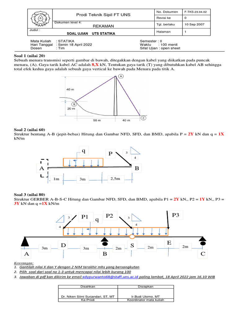 Soal Ujian UTS Statika Teknik Sipil | PDF