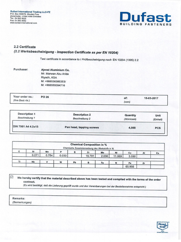 DUF 2281 - DIN 7981 MTC 4.1x13 Pan Head | PDF