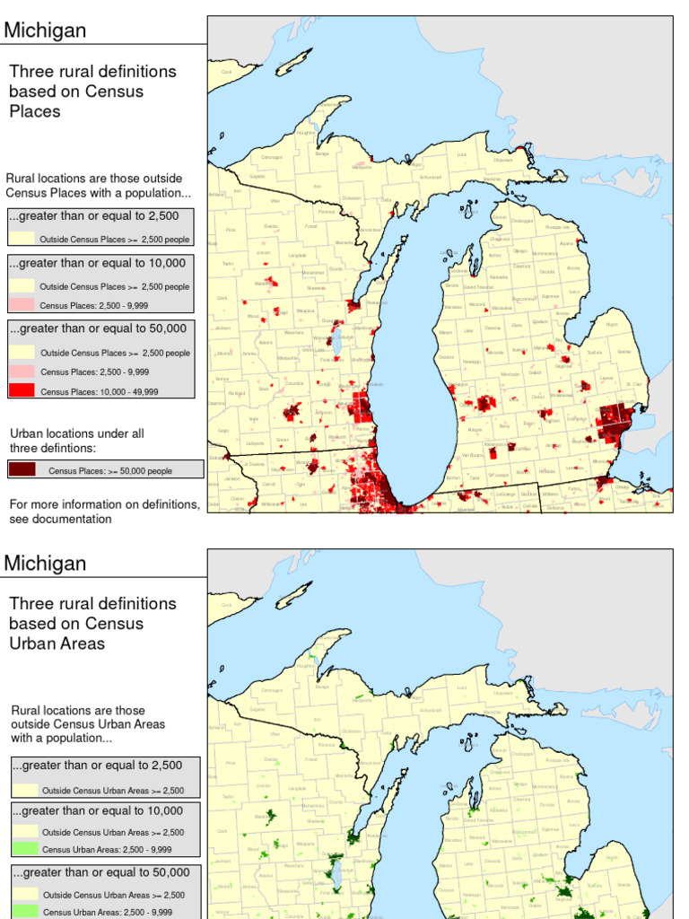 Michigan Rural Areas and Definitions Map | PDF | Michigan