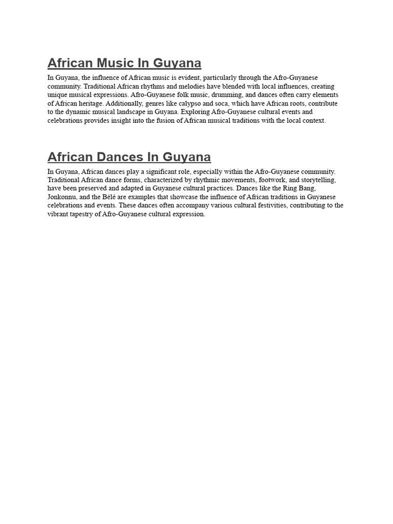 Afro-Guyanese Music and Dance Heritage | PDF