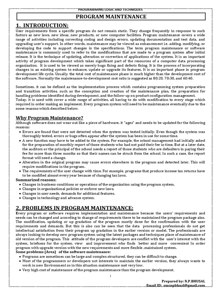 Chapter 4 Program Maintenance (PLT) | PDF | Computer Program | Programming Chapter 4 Program Maintenance (PLT) | PDF | Computer Program | Programming