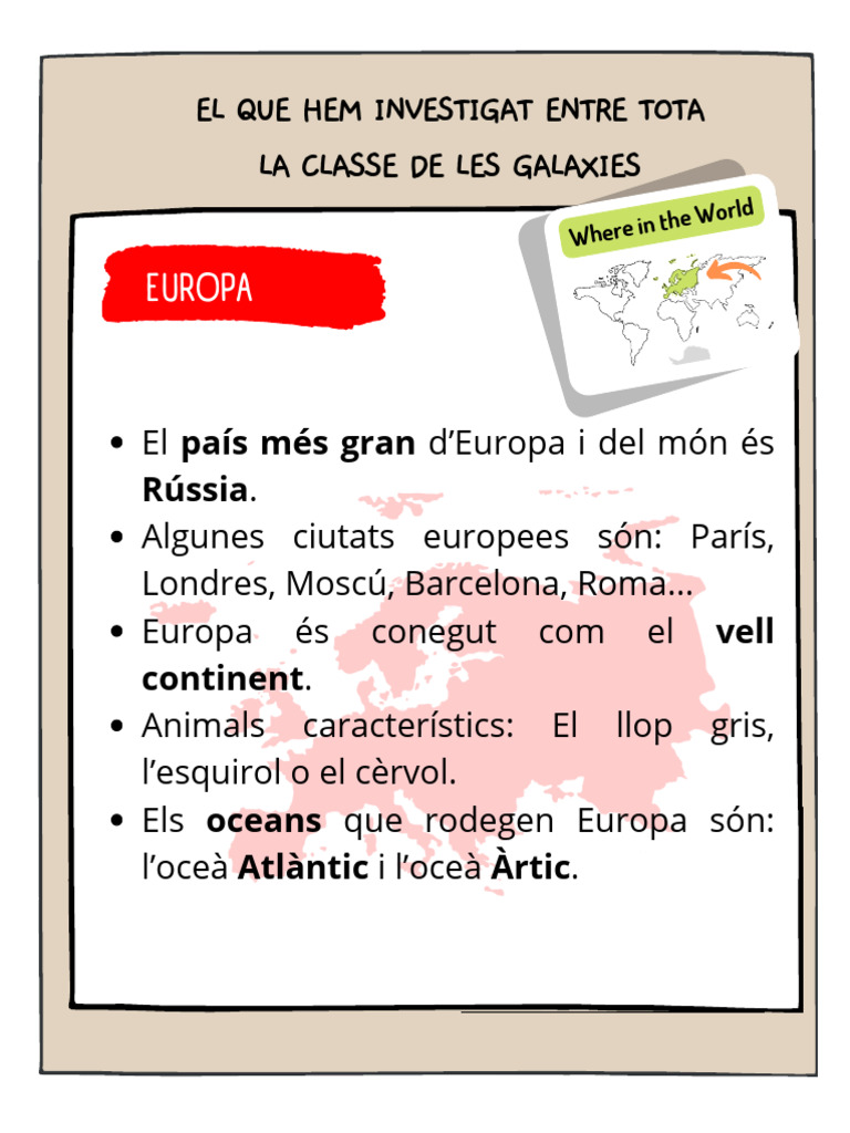 Els Continents Reculls Informació Dels Nens | PDF