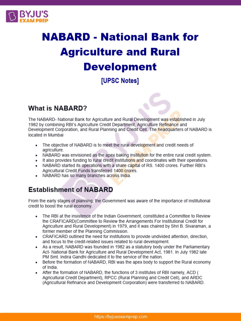 Nabard Upsc Notes 96 | PDF | Reserve Bank Of India | Banks