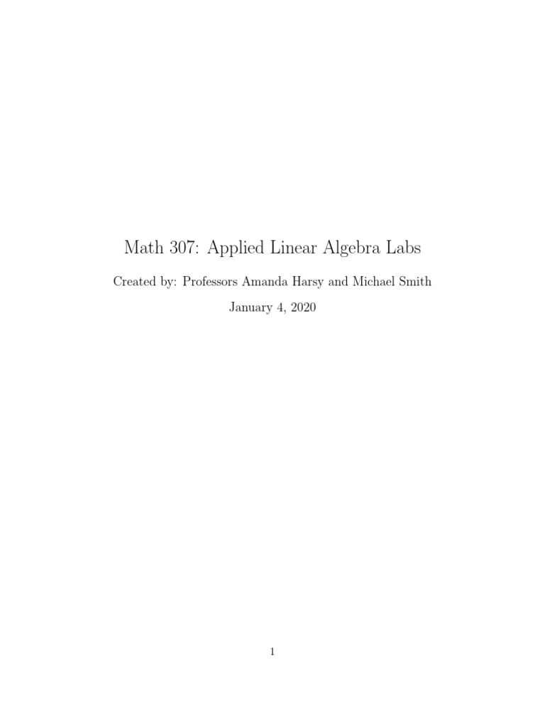 Linear Algebra Lab Packet 2020 | PDF | Matrix (Mathematics) | Ct Scan