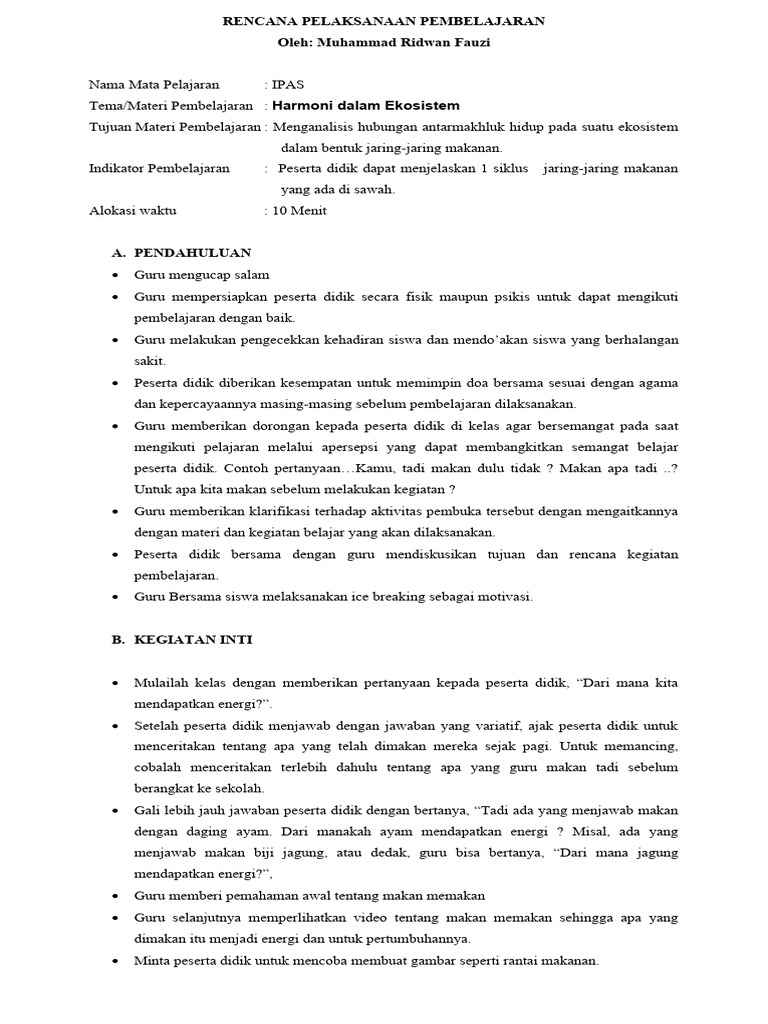 Modul Ajar Ipas Kelas 5 Harmoni Dalam Ekosistem Pdf