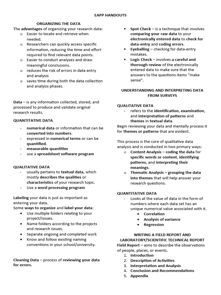EAPP HANDOUTS (2nd) | PDF | Data | Qualitative Research