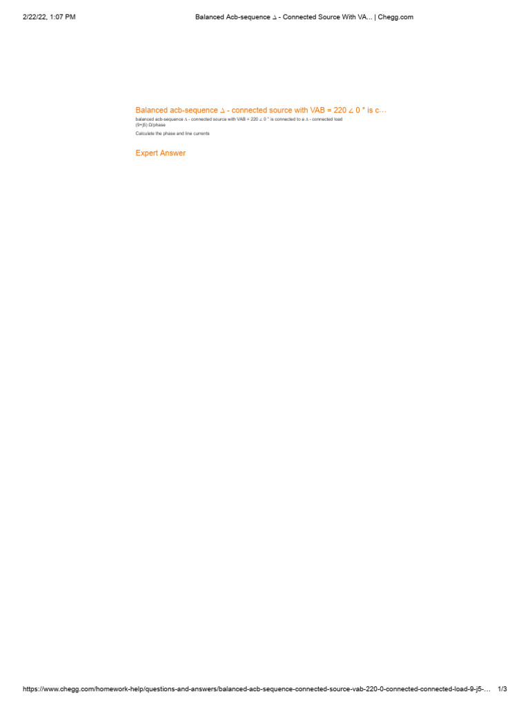 Balanced Acb Sequence Connected Source With VA Chegg Com | PDF ...