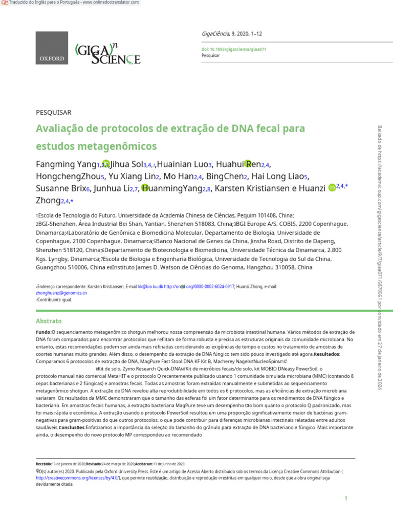 Assessment of Fecal DNA Extraction Protocols For - En.pt | PDF ...