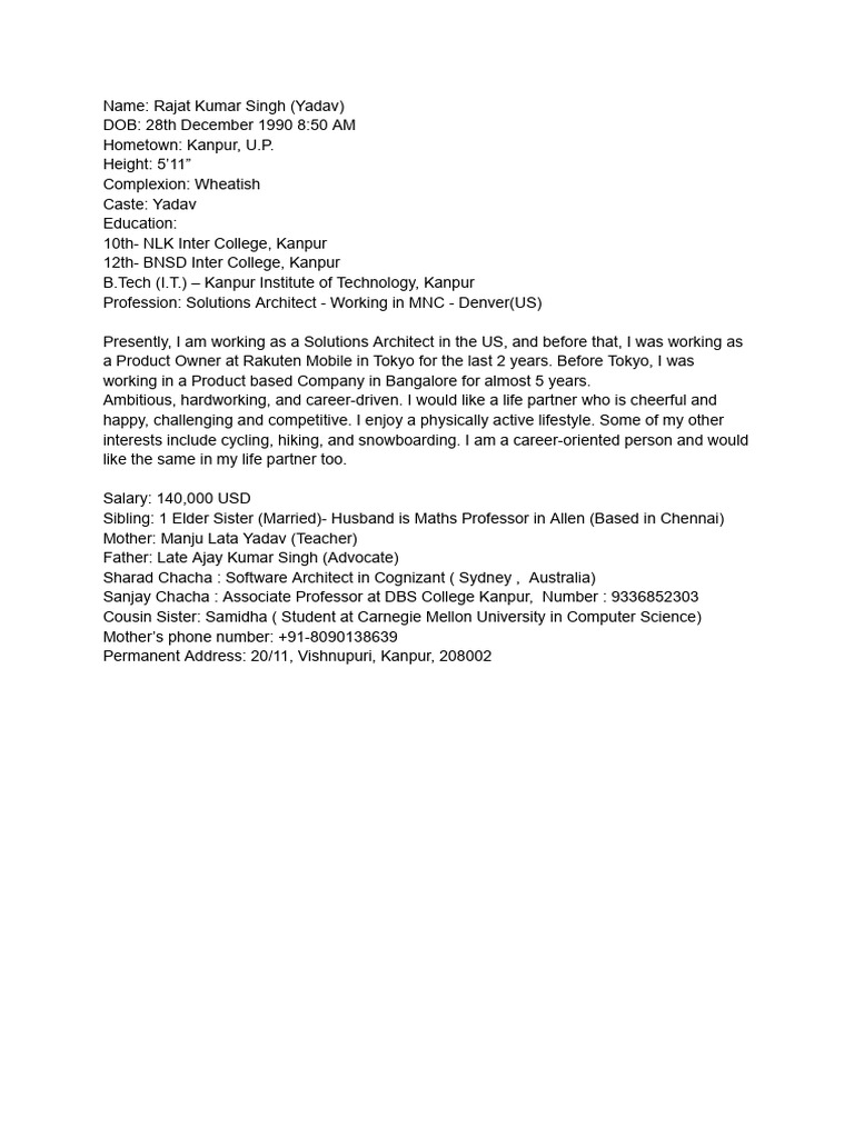 Rajat Kumar Singh - CV 4 | PDF