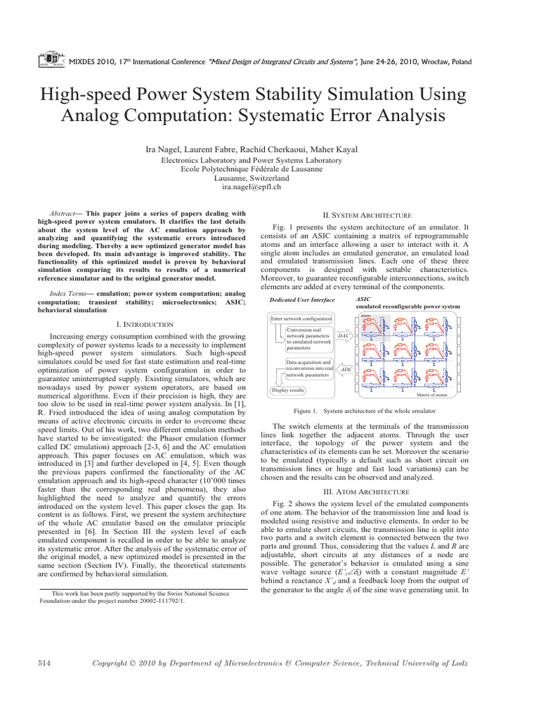 34-High-Speed Power System Stability Simulation Using Analog Computation Systematic Error ...