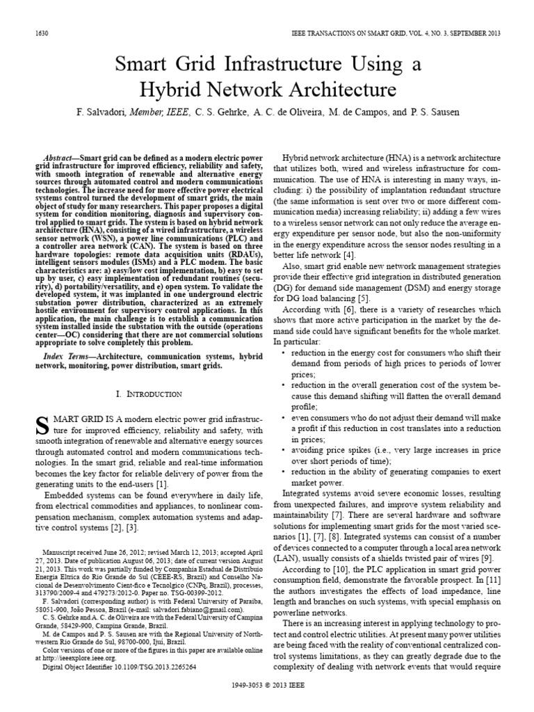 Smart Grid Hybrid Network Architecture | PDF | Network Socket | Computer Network