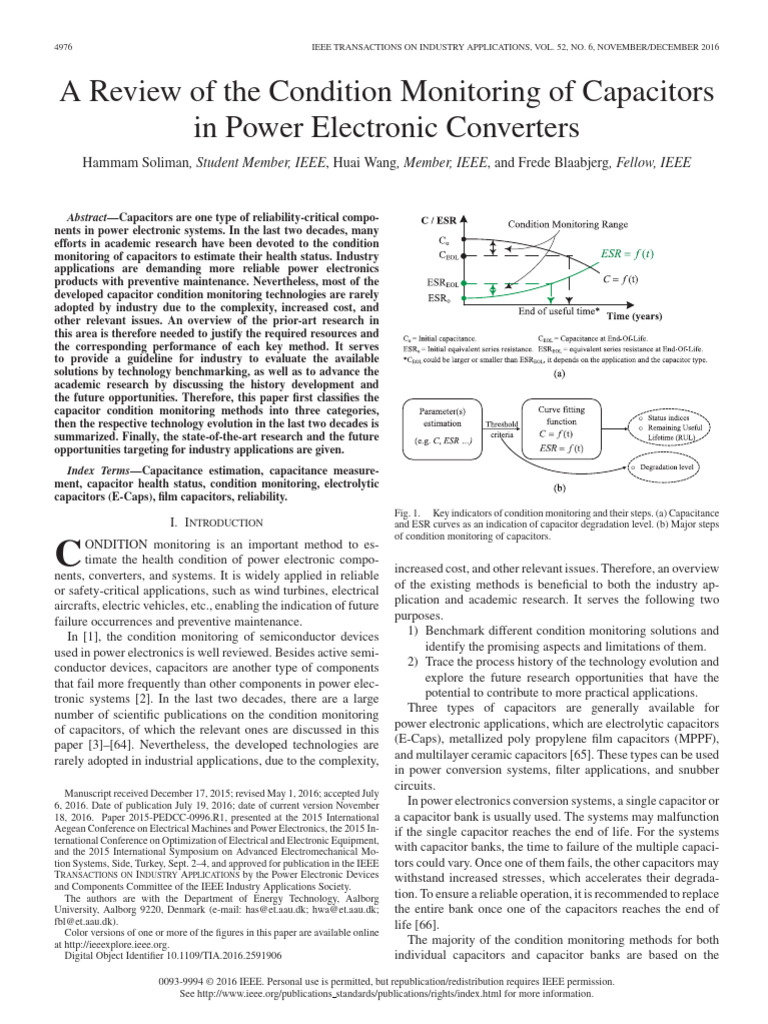 22-A Review of The Condition Monitoring of Capacitors in Power Electronic Converters | PDF ...
