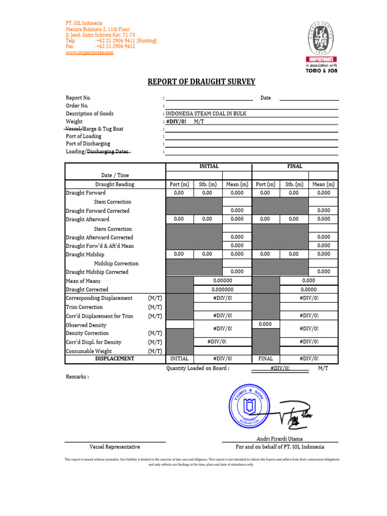 Draught Survey For Barge 3 Draft | PDF | Heavy Industry | Freight Transport