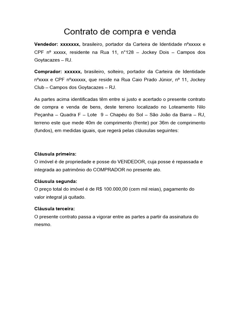Contrato de Compra e Venda Modelo 2 | PDF