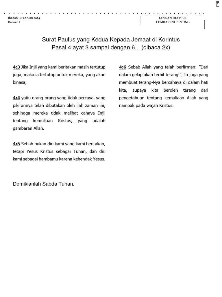 11 Februari 2024 - Bacaan 1 | PDF