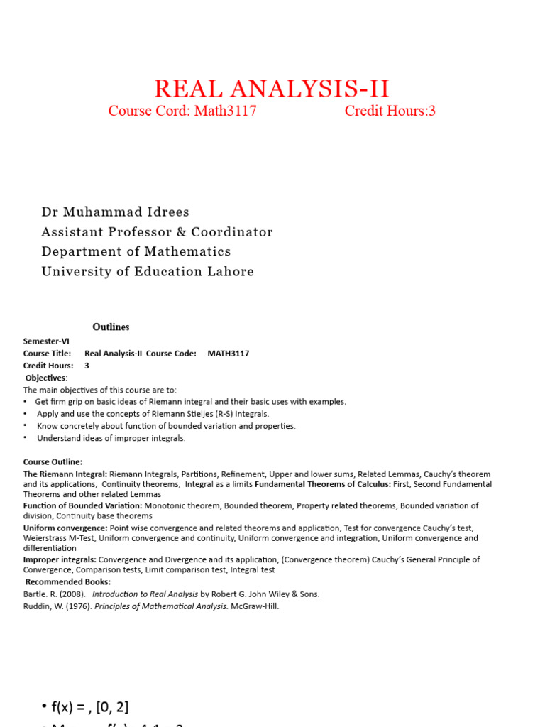 Lec-01 Real Analusis-2 | PDF | Real Analysis | Integral
