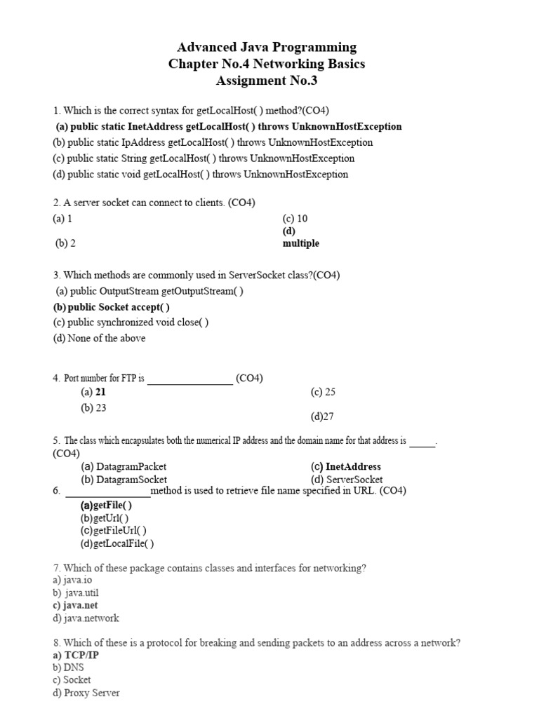 Assignment No. 3 | PDF | Port (Computer Networking) | Internet Protocol Suite