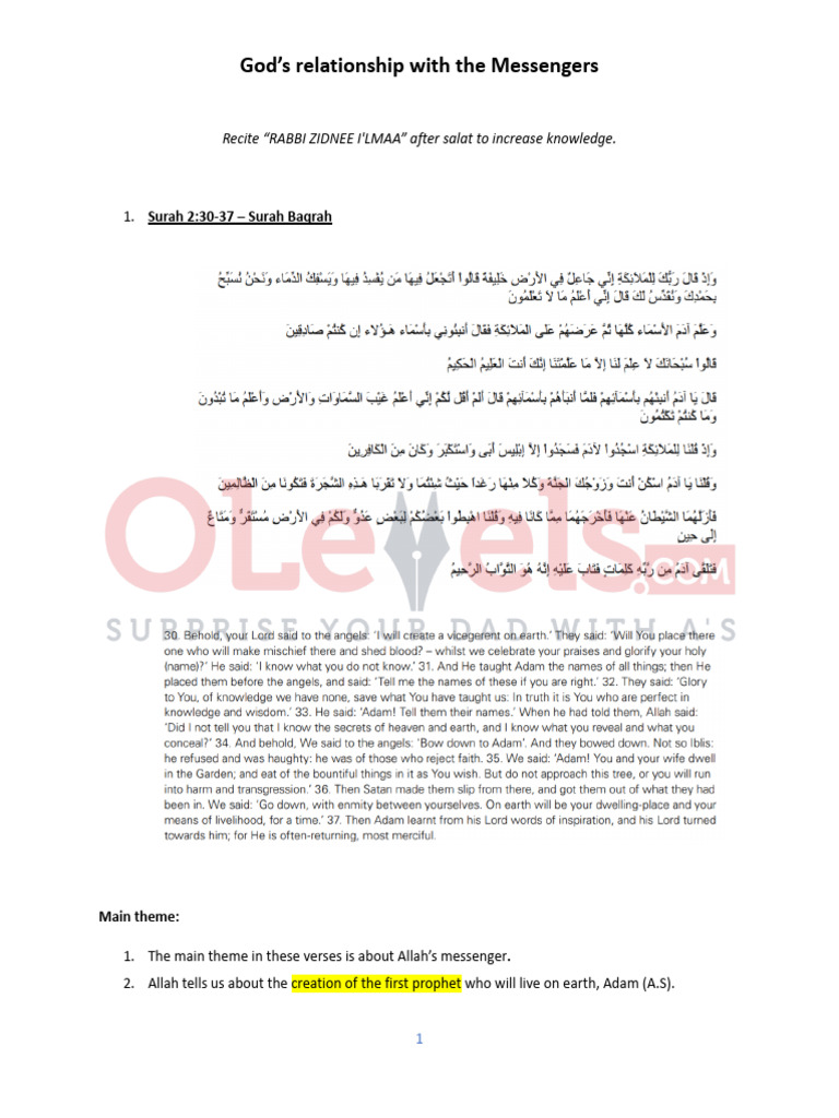261dc15a 3. God Relationship With Messengers | PDF | Prophets And ...
