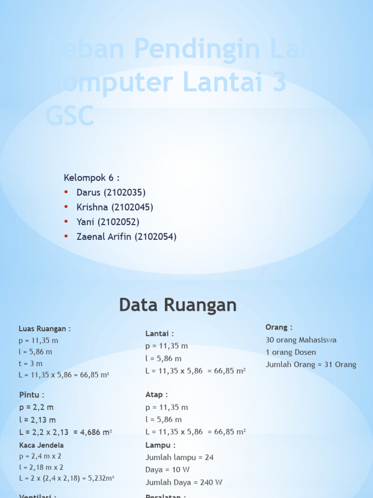 Beban Pendingin Lab Komputer Lantai 3 GSC | PDF