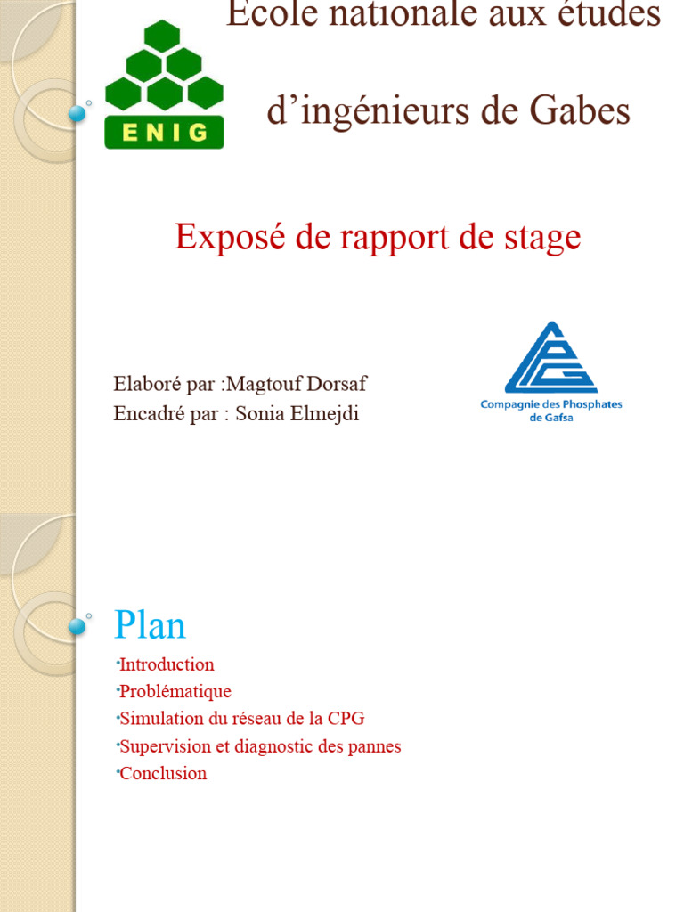 Rapport de stage à l'ENIG de Gabès | PDF