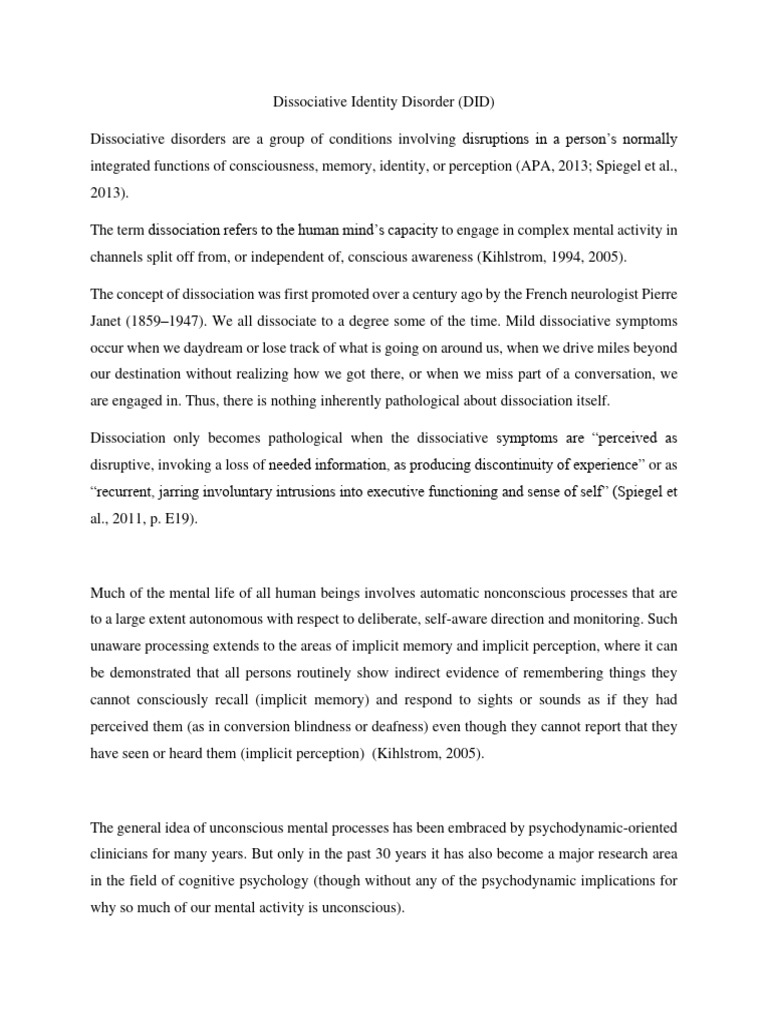 14. Dissociative Identity Disorder | PDF | Dissociation (Psychology ...