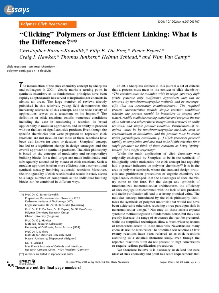 Clicking Linking 2011 | PDF | Chemical Reactions | Polymers