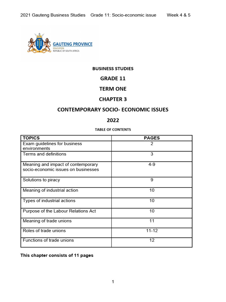 3 Chapter Three - Contemporary Socio-Economic Issues | PDF | Employment ...