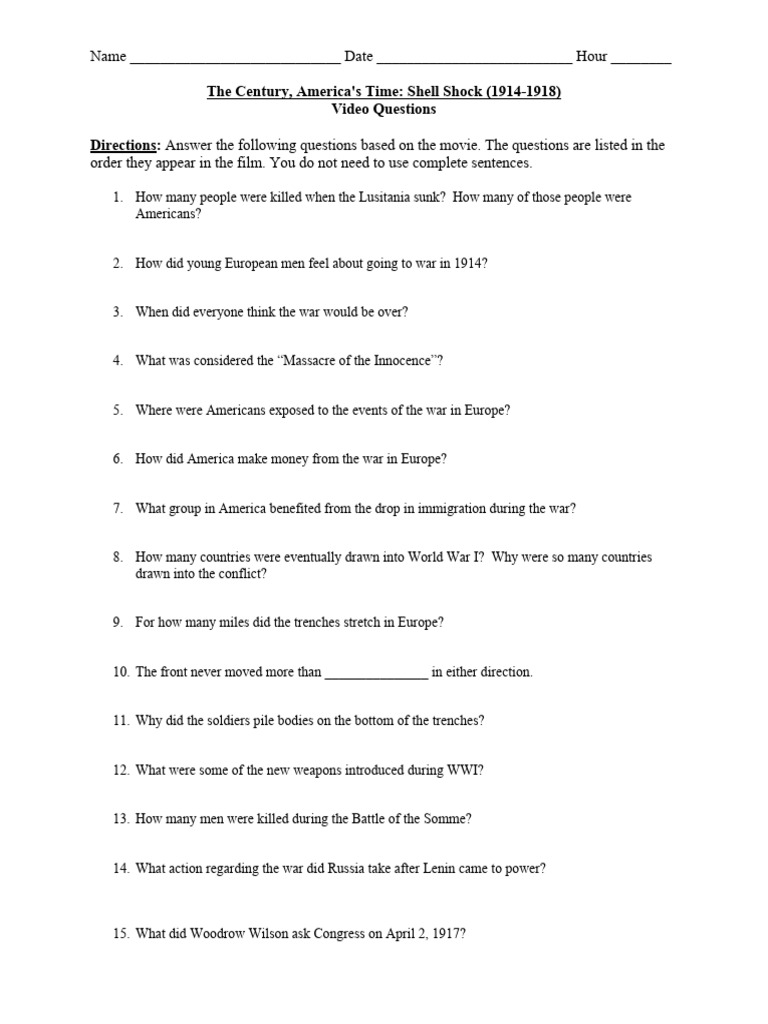 Shell Shock Video Questions Guide | PDF