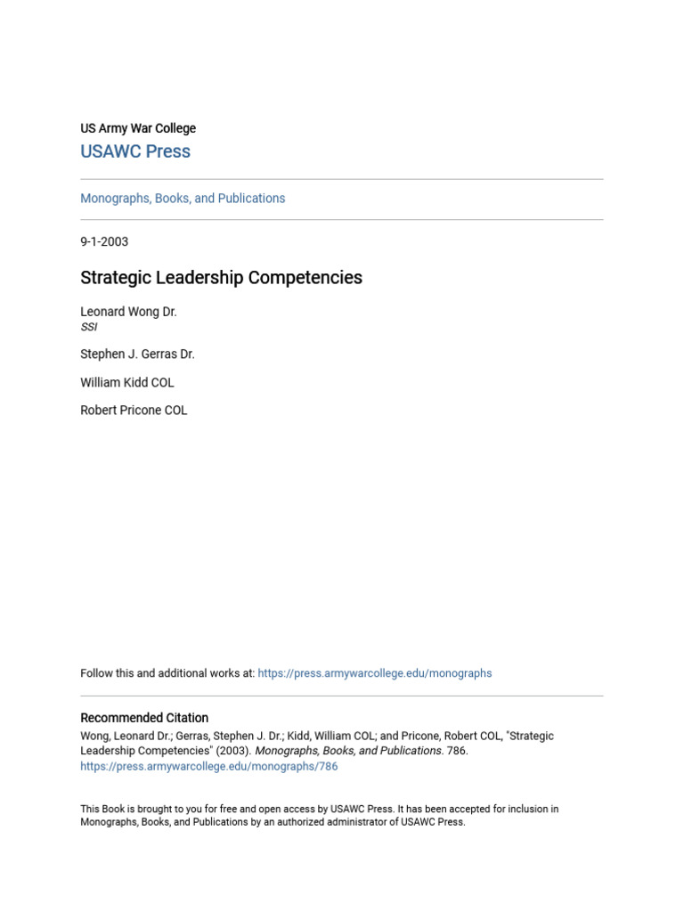 Wong Et - Al. - Strategic Leadership Competencies | Download Free PDF ...