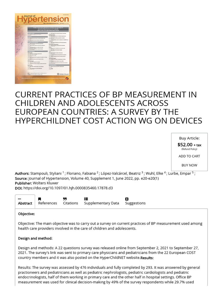 ARTigo - CURRENT PRACTICES OF BP MEASUREMENT IN CHILDREN AND ...