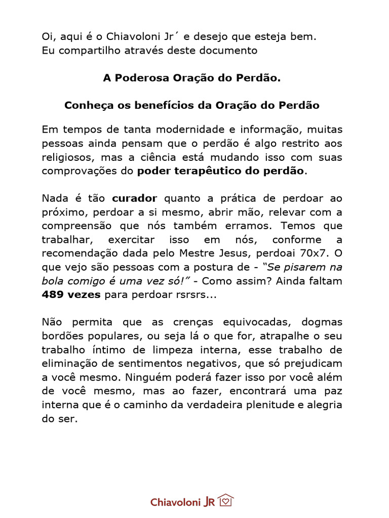 A Poderosa Oração Do Perdão Pdf Oração Perdão