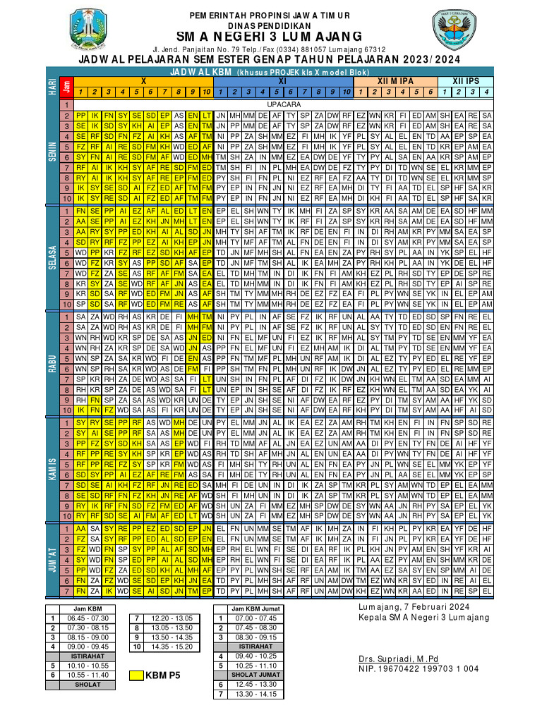 Jadwal Genap 23-24 Ver - p5 - X - 12 Feb | PDF