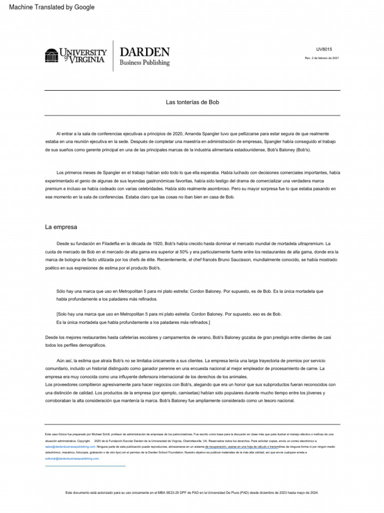 UV8015 Bob S Baloney - Traducción | PDF | Carne | Business UV8015 Bob S Baloney - Traducción | PDF | Carne | Business