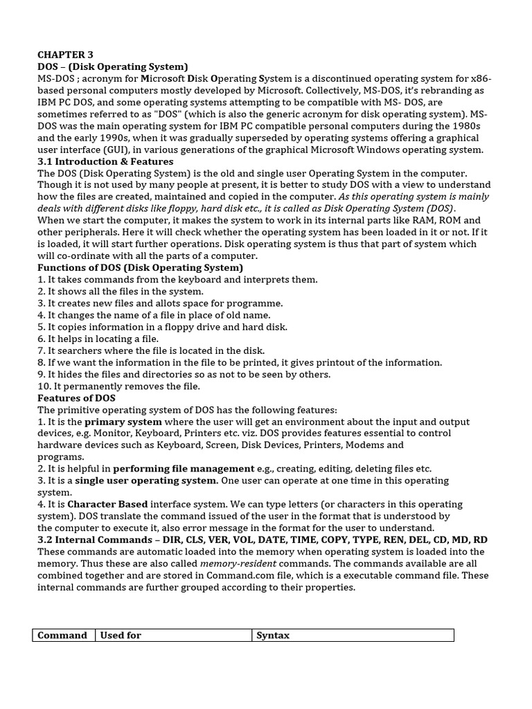 Chapter 3 | PDF | Operating System | Dos