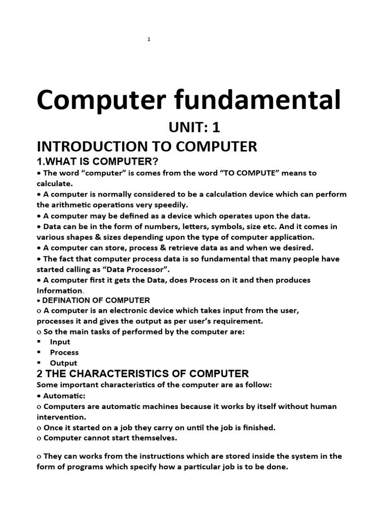 Fundamental of Computers | PDF | Random Access Memory | Multi Core Processor