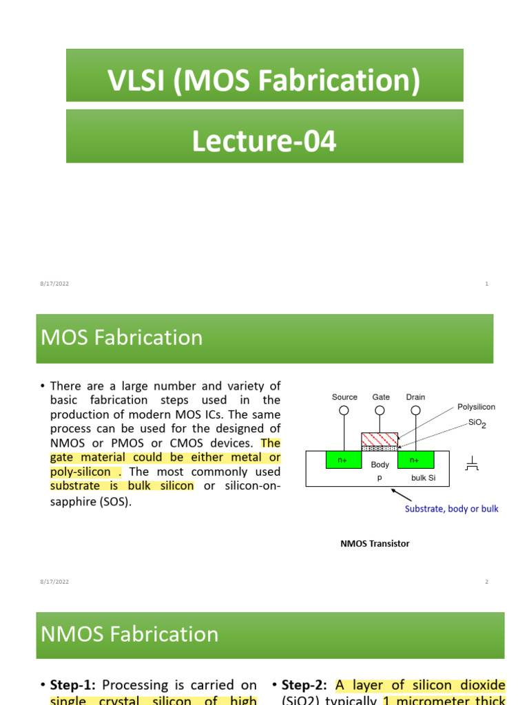 04 Vlsi | PDF | Mosfet | Semiconductor Device Fabrication