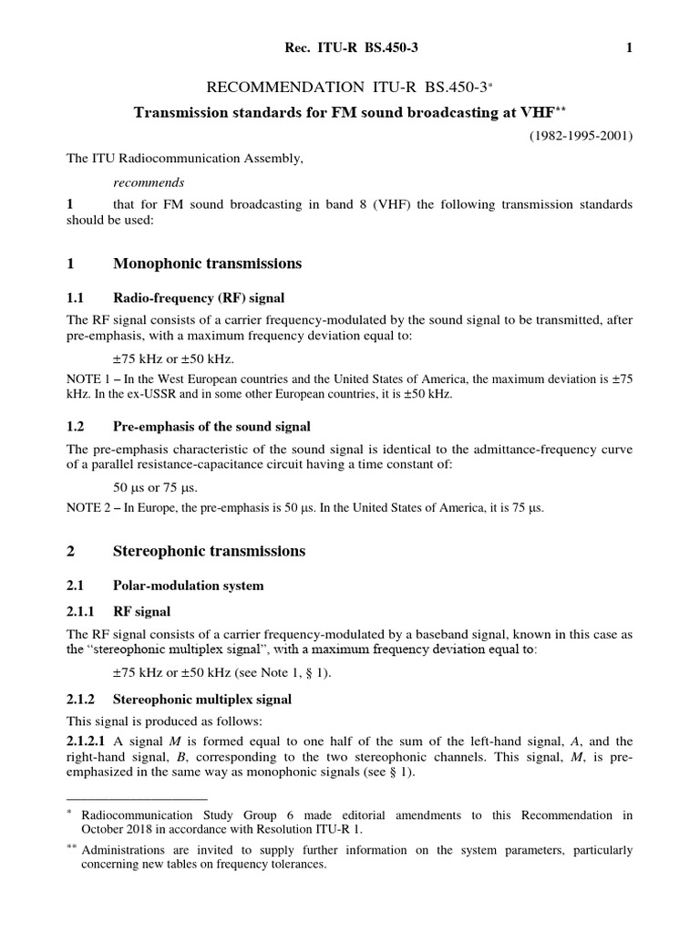 FM Sound Broadcasting Standards VHF | PDF | Frequency Modulation | Wireless
