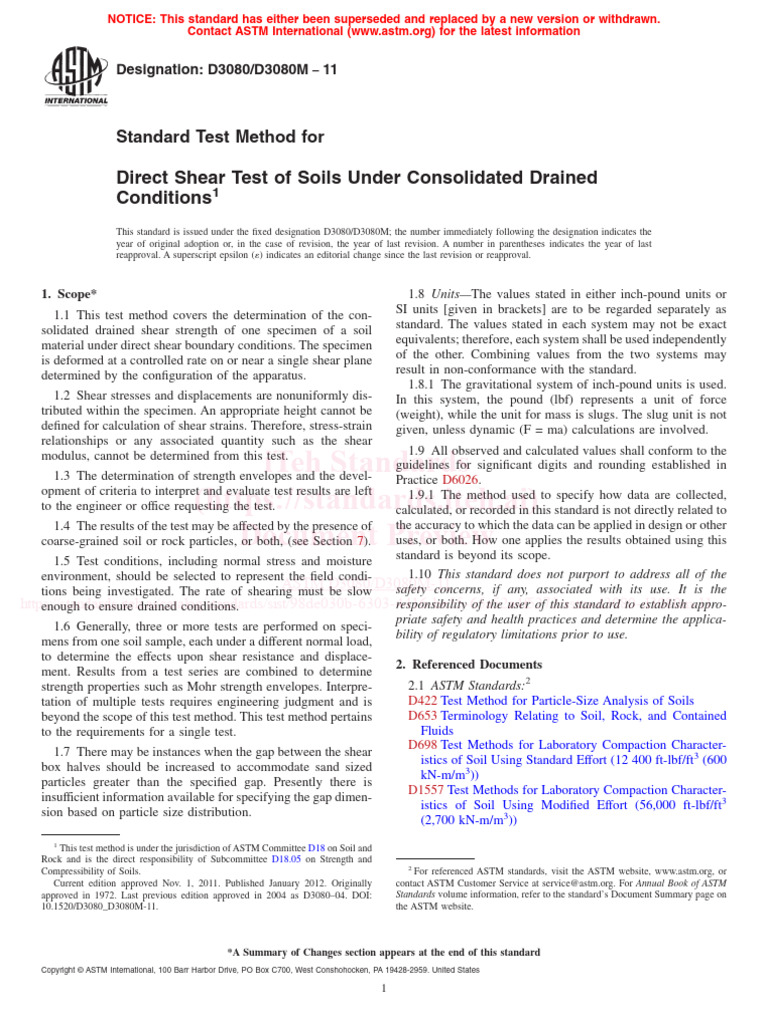 Astm D3080 D3080M 11 | PDF | Strength Of Materials | Stress (Mechanics)