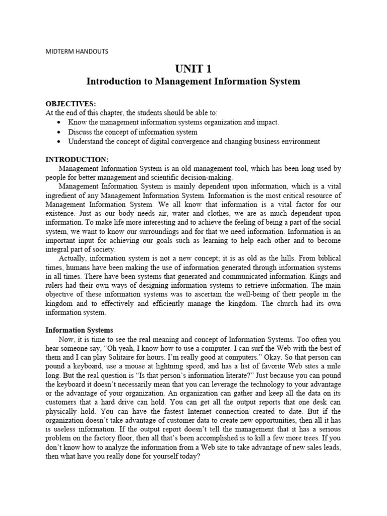 Midterm Handouts | PDF | Information System | Decision Support System