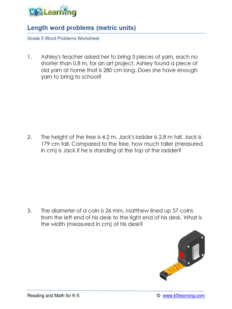 Grade 5 Metric Word Problems | PDF