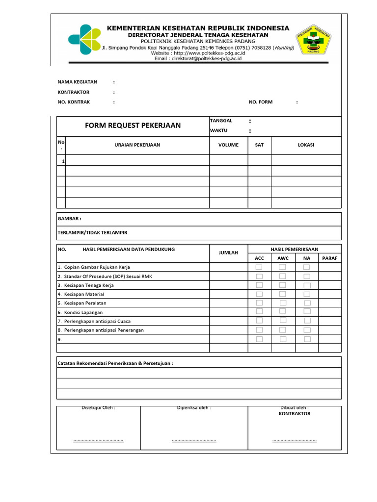Lampiran Request Kerja (Lengkap) | PDF