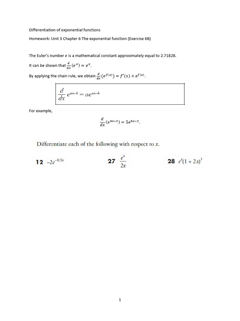 2 Differentiation of Exponential Functions-1 | PDF | Exponential ...