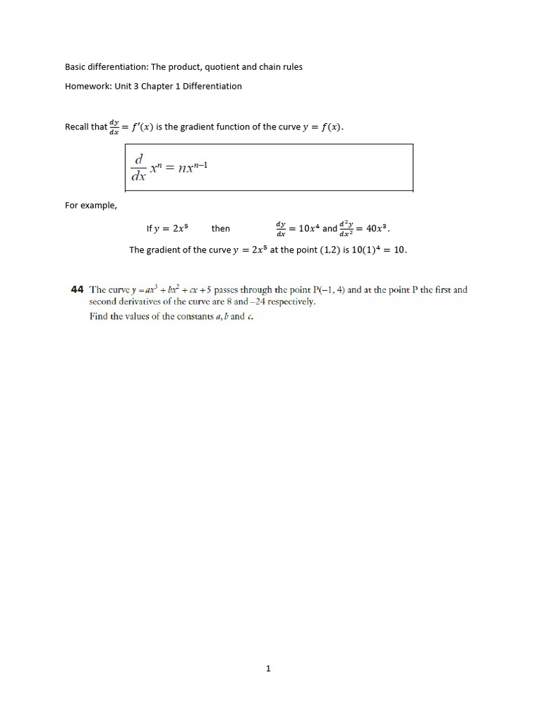 1 The Product, Quotient and Chain Rules | PDF