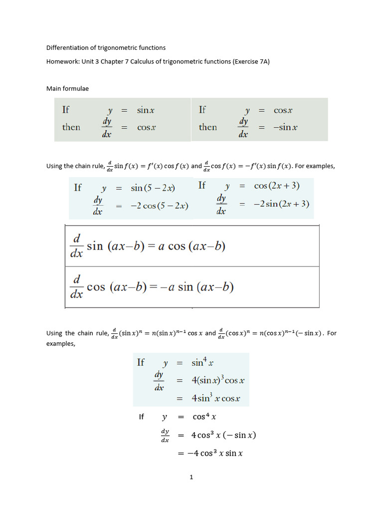 4 Differentiation of Trigonometric Functions | PDF