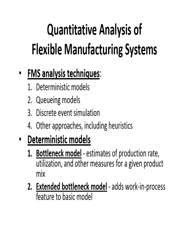 For Class Flexible Manufacturing Systems Bottle Neck Model PDF