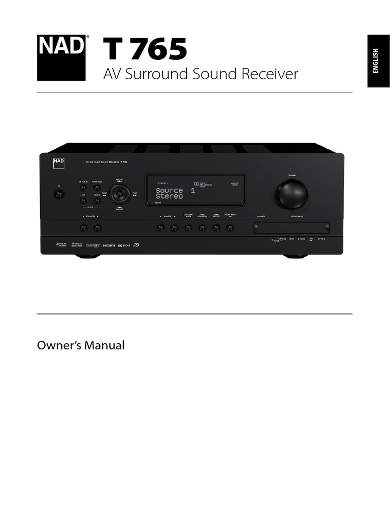 T 765 HD2 A-V Surround Sound Receiver - English Manual | PDF | Ac Power Plugs And Sockets | Video