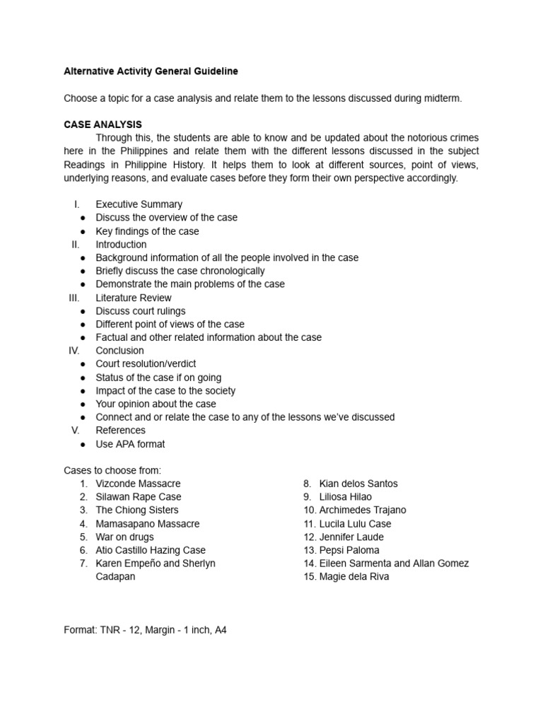 Alternative Activity General Guideline GE2 | PDF